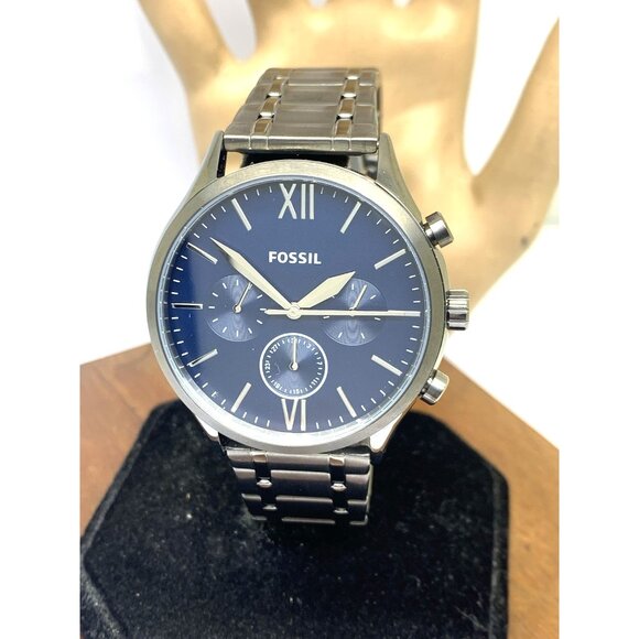 Fossil | Accessories | Fossil Mens Watch Bq24 Quartz Blue Dial Gunmetal ...